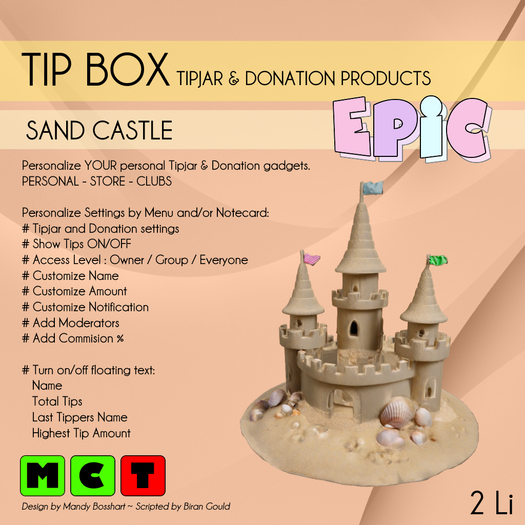 Second Life Marketplace - [EPIC Tip Box] Sand Castle (ADD ME)